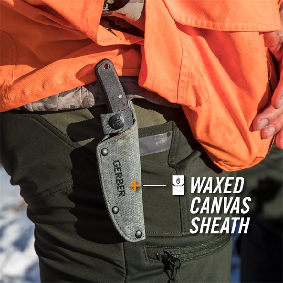 Gerber Downwind Drop Point – Black Fixed Blade Knife & Sheath ...